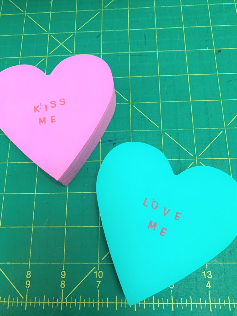 DIY Wooden Valentine Conversation Hearts – The Dimestore Gypsy
